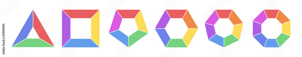 Triangle and square infographic polygon set, pentagon and hexagon ...