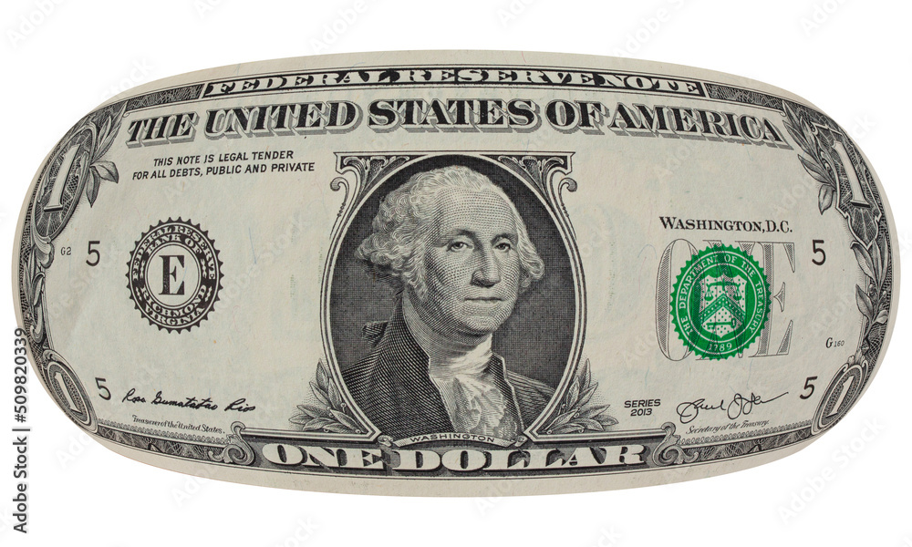 Photo & Art Print One dollar bill modified and distorted as a spherical ...