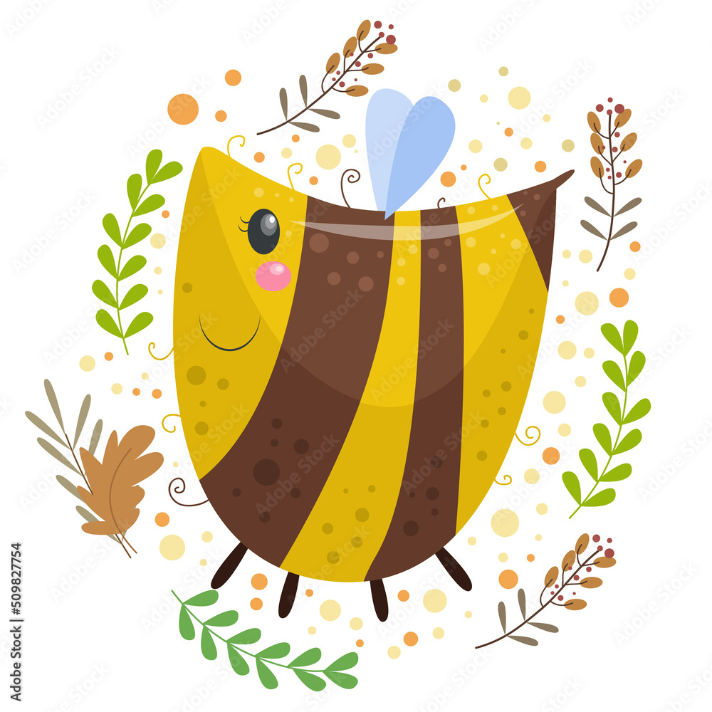 Vector illustration of cute bee drawing background Stock Vector | Adobe ...