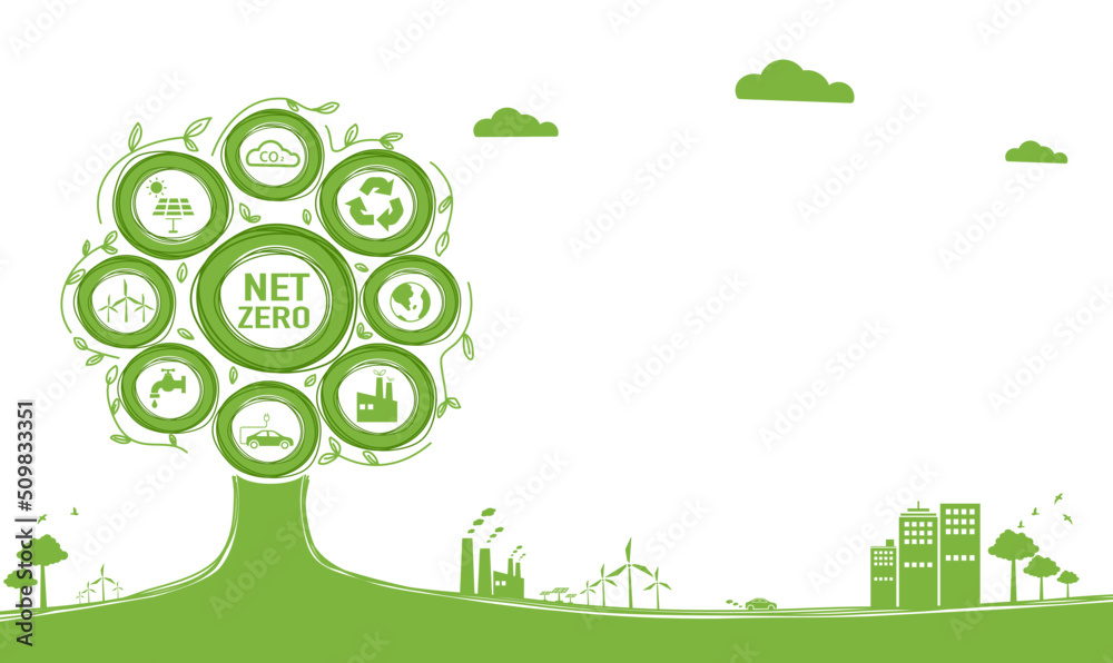 Net zero and carbon neutral concept. Net zero greenhouse gas emissions ...