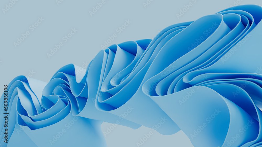 Abstract blue fashion background. Curvy layers wallpaper. 3d rendering ...