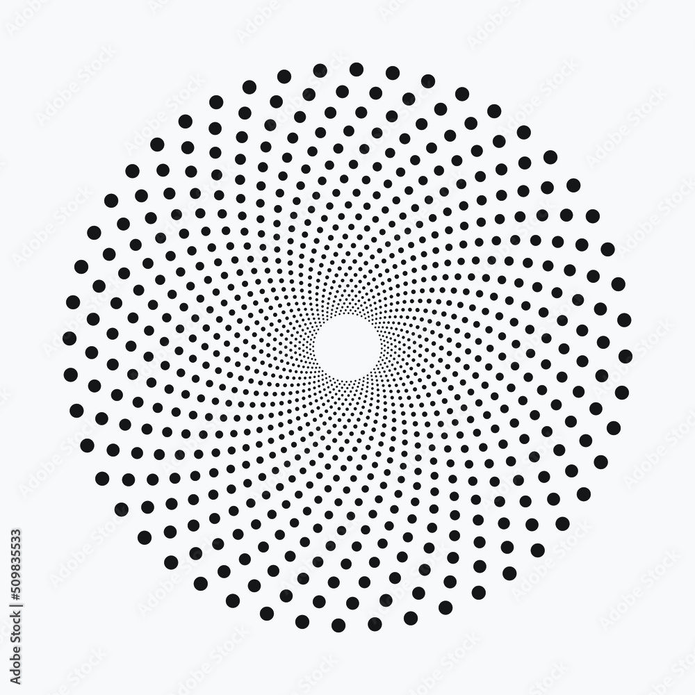 Halftone design element. Abstract background. Dotted round logo ...
