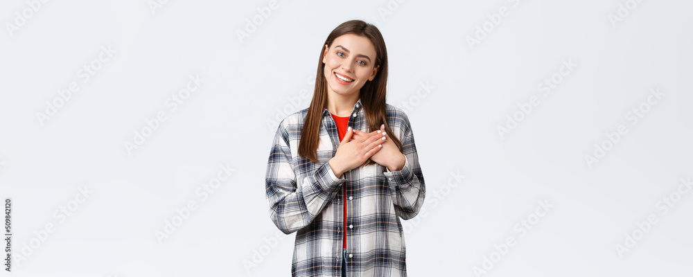 Lifestyle, different emotions, leisure activities concept. Touched ...