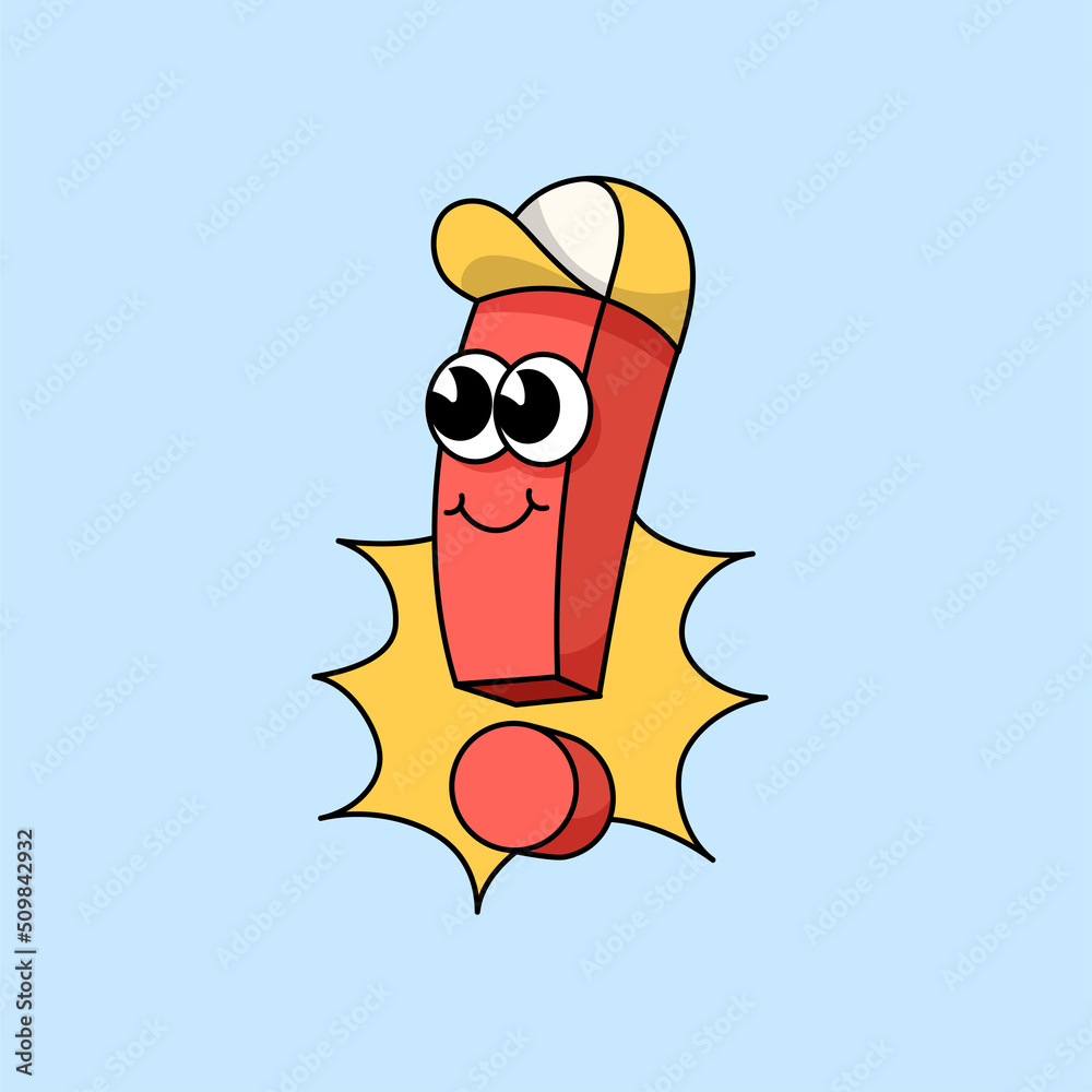 Cute smiling exclamation mark wearing hat character mascot design ...