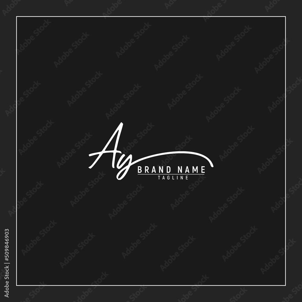 luxury initial AY logo design signature monogram handwriting vector ...