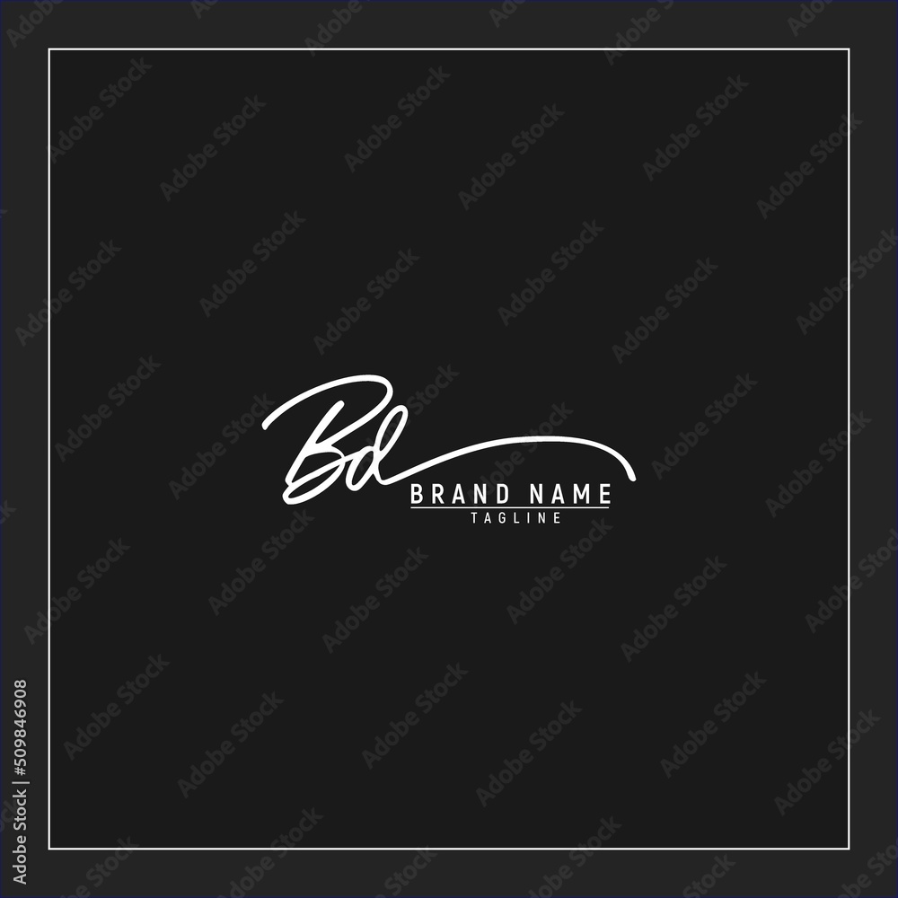 luxury initial BD logo design signature monogram handwriting vector ...