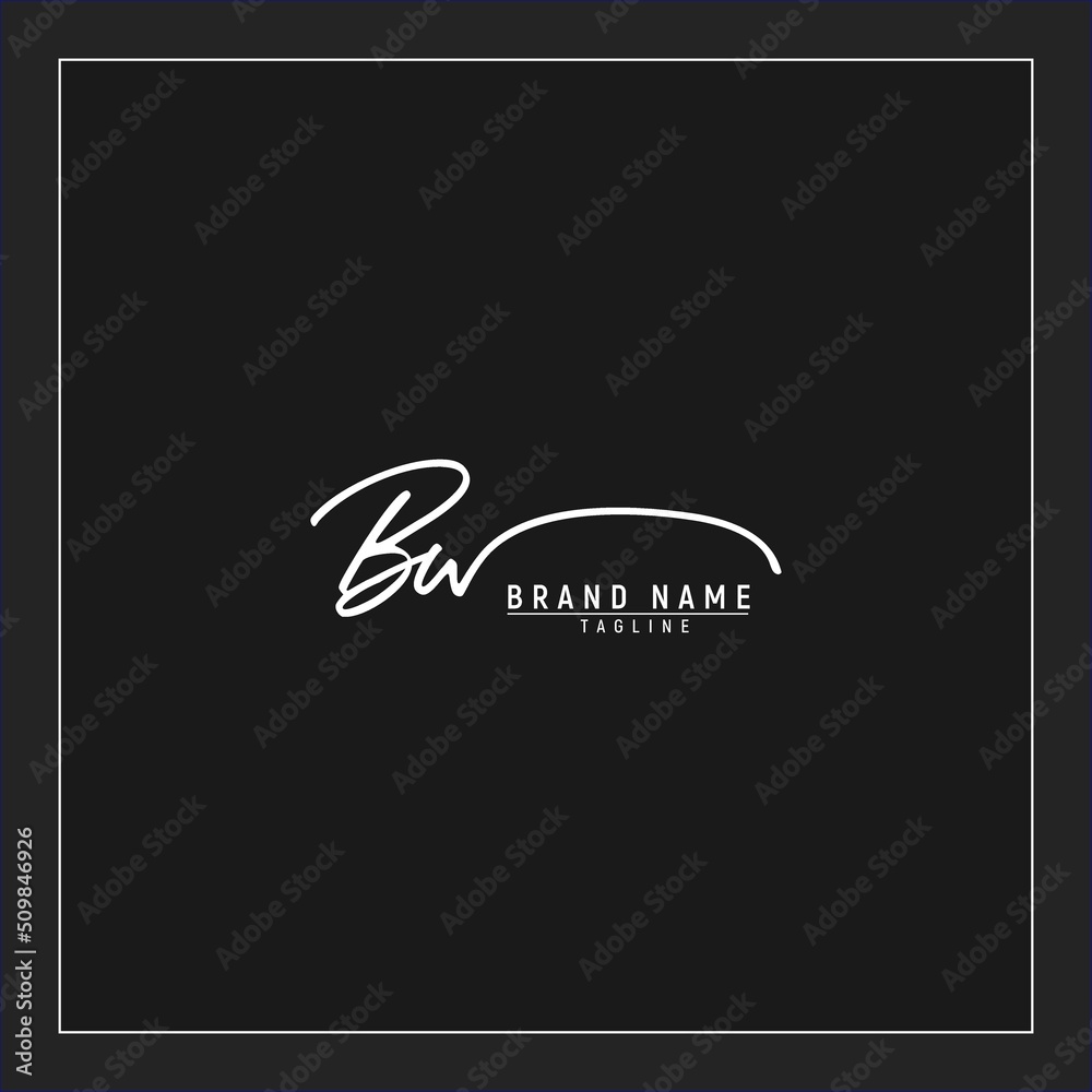 luxury initial BW logo design signature monogram handwriting vector ...