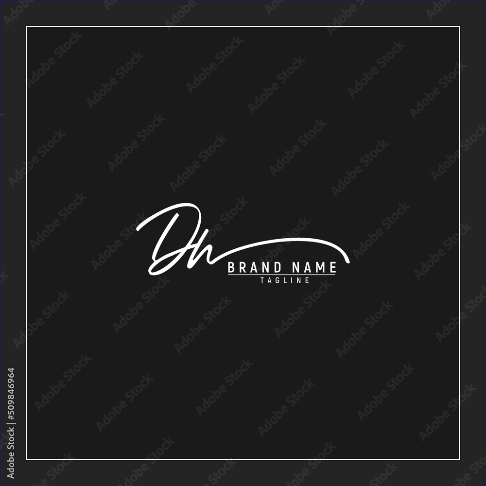 luxury initial DH logo design signature monogram handwriting vector ...