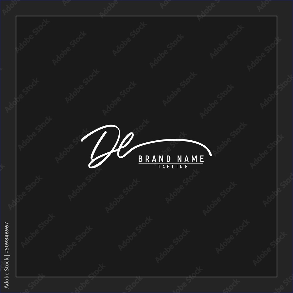luxury initial DL logo design signature monogram handwriting vector ...