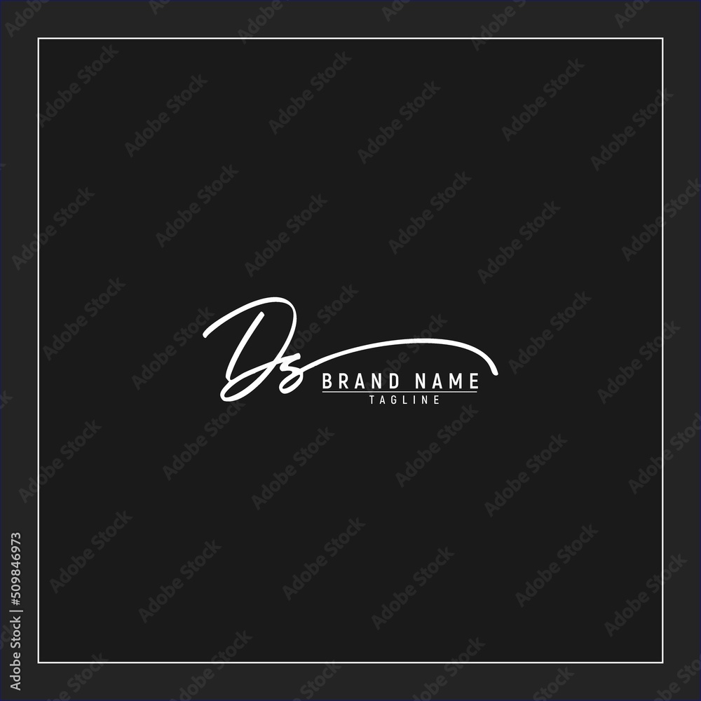luxury initial DS logo design signature monogram handwriting vector ...