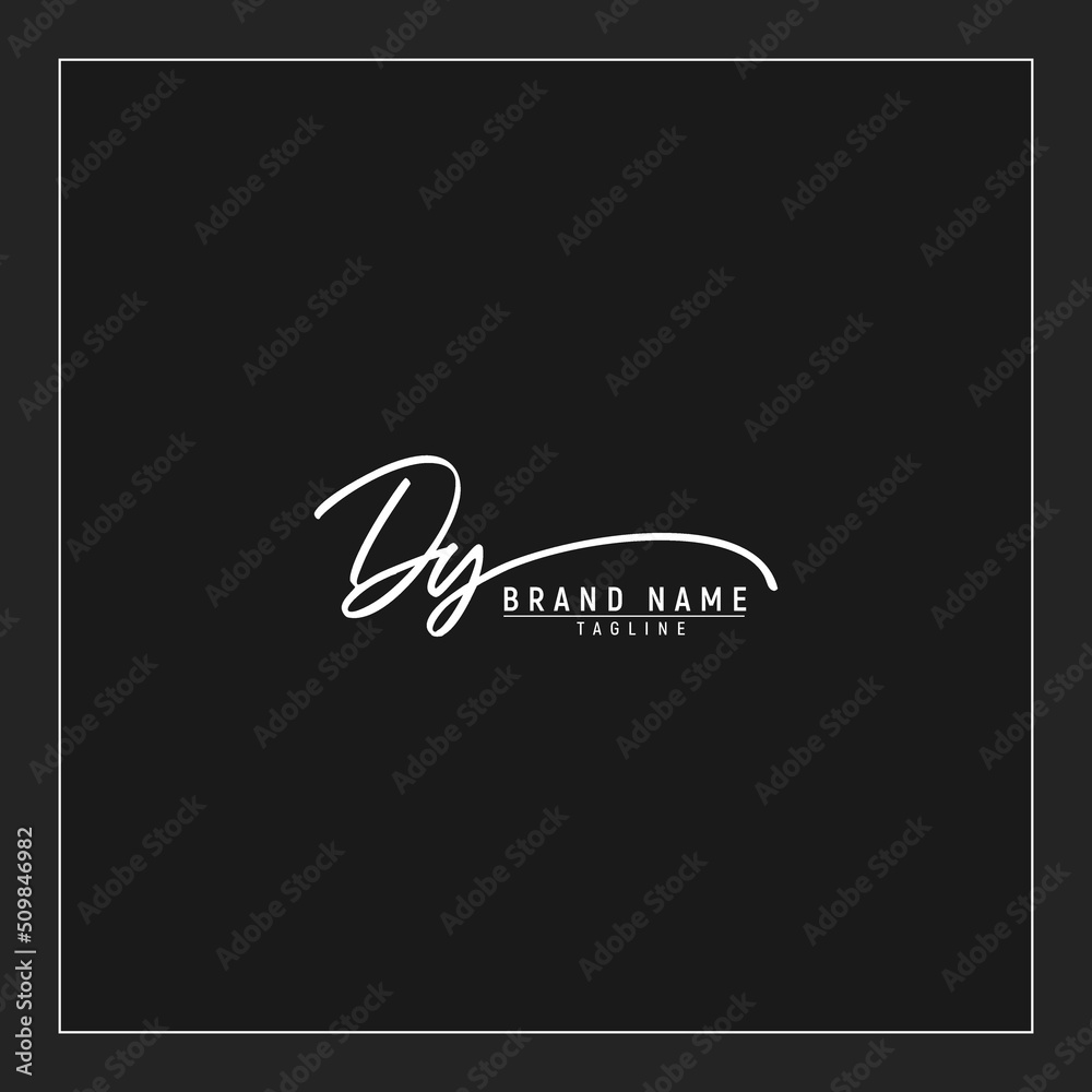 luxury initial DY logo design signature monogram handwriting vector graphic premium illustration ...