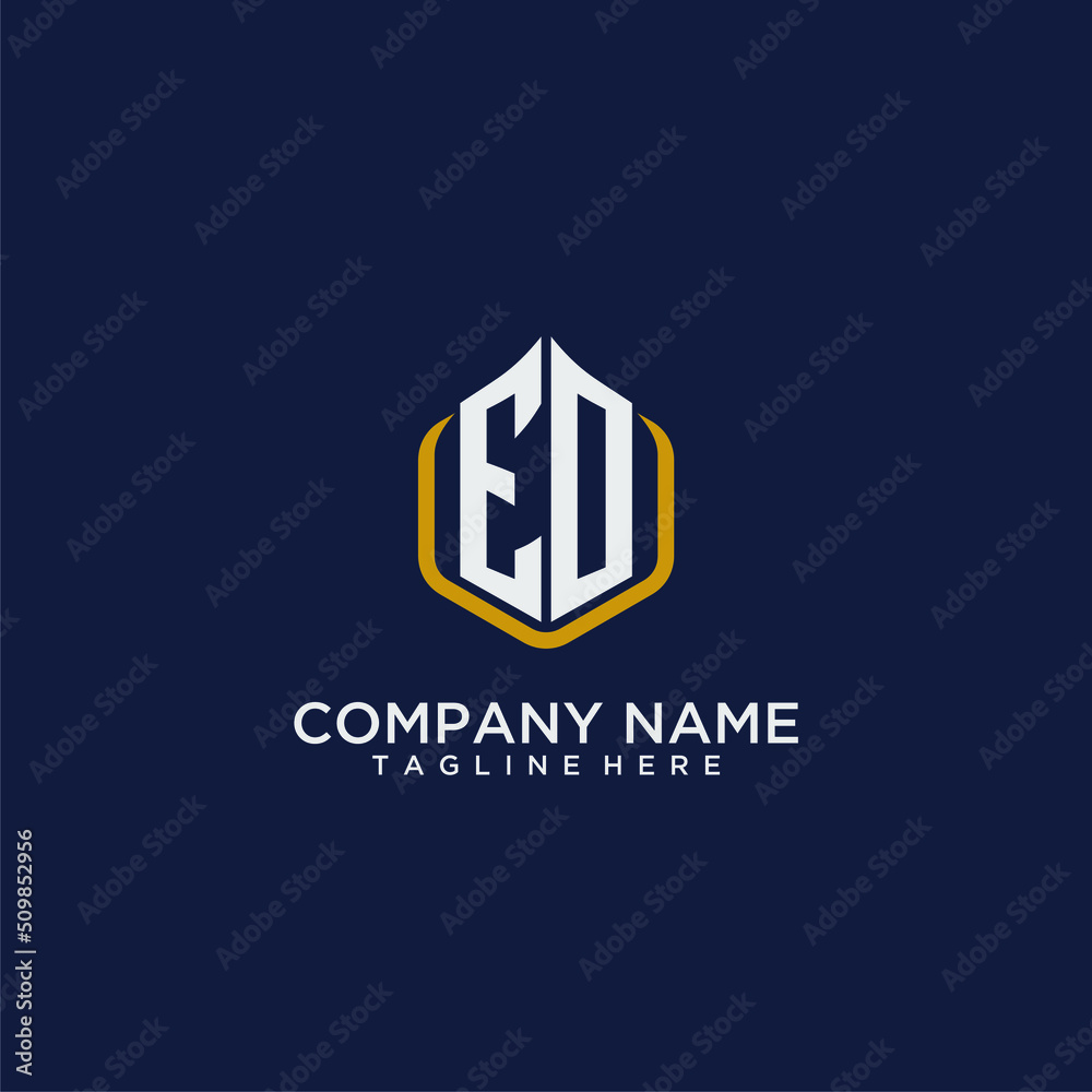 EO initial monogram building logo for real estate with creative polygon ...