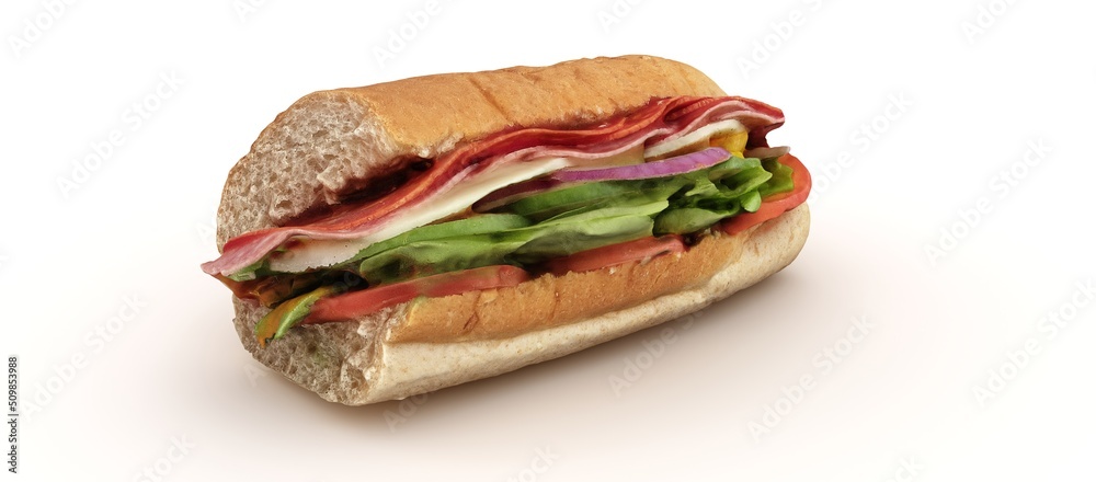 Sandwich isolated perspective view, 3d rendering. Stock Illustration ...