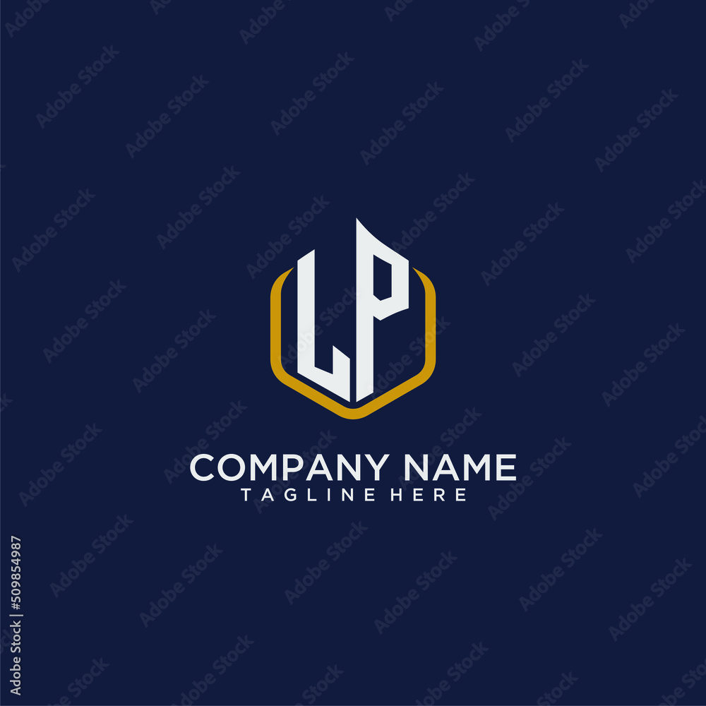 LP initial monogram building logo for real estate with creative polygon ...