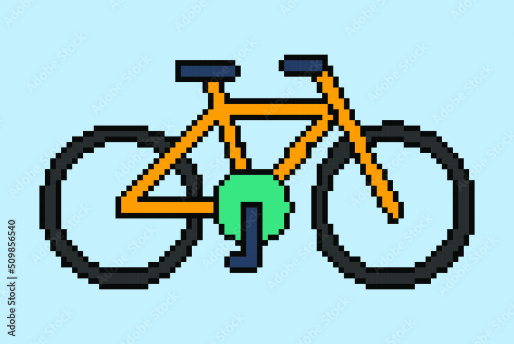 Bicycle pixel style illustration vector, 8-bit concept, colorful sport ...