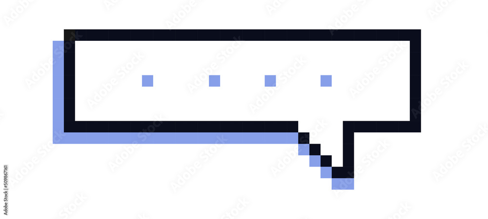 Pixel speech bubble. Square cloud with dots. Notification in ...