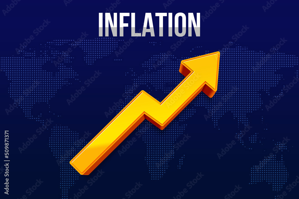 worldwide Inflation background. 3d render upward arrow showing the ...
