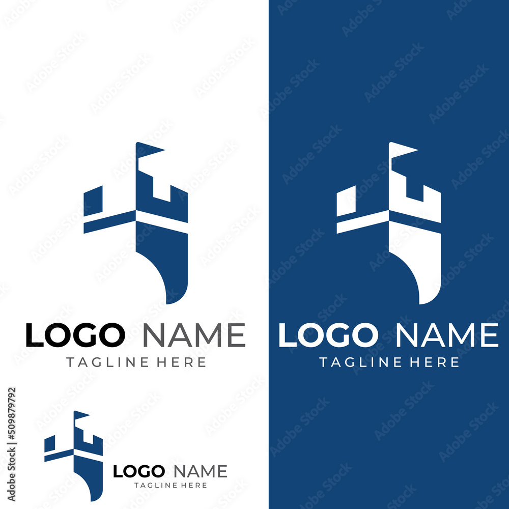 Castle logo silhouette, castle logo with shield combination design ...
