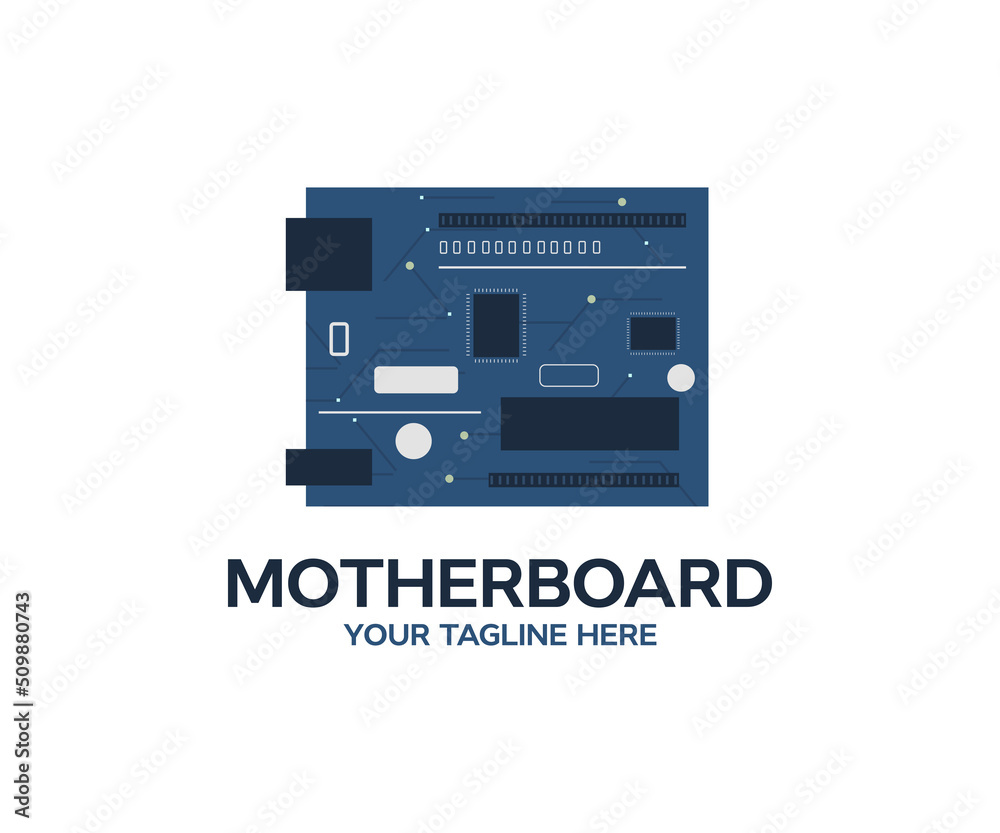 Technology abstract motherboard logo design. Electronic collection ...