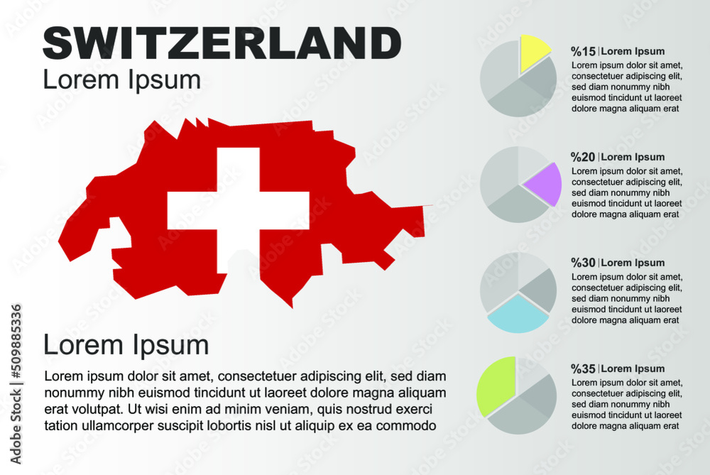 Switzerland infographic general use vector template with pie chart ...