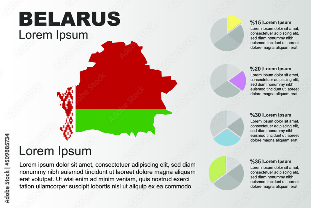 Belarus infographic general use vector template with pie chart, copy ...