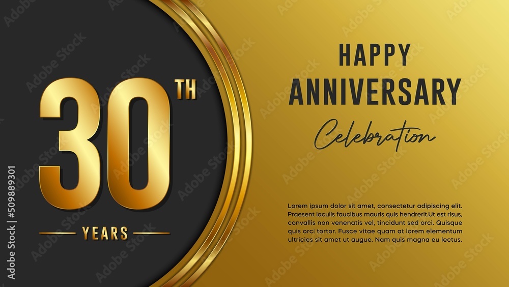 30th anniversary logo with gold color for booklets, leaflets, magazines ...