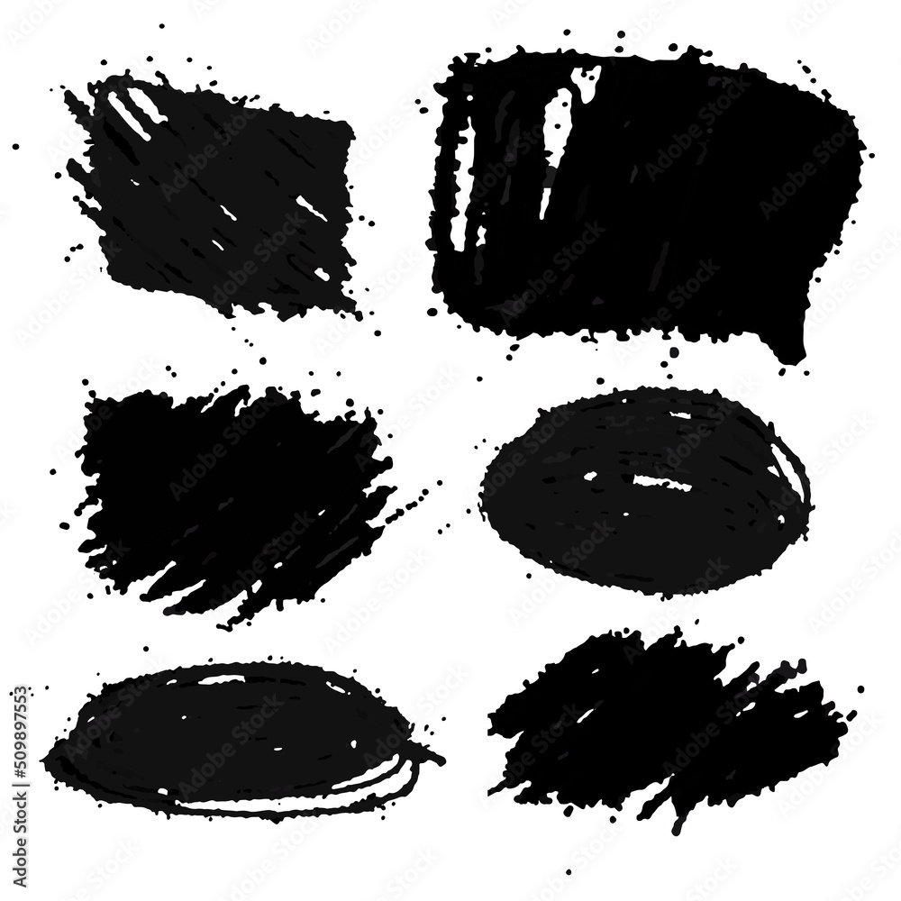 Watercolor speech bubbles set. Vector illustration. black on white ...