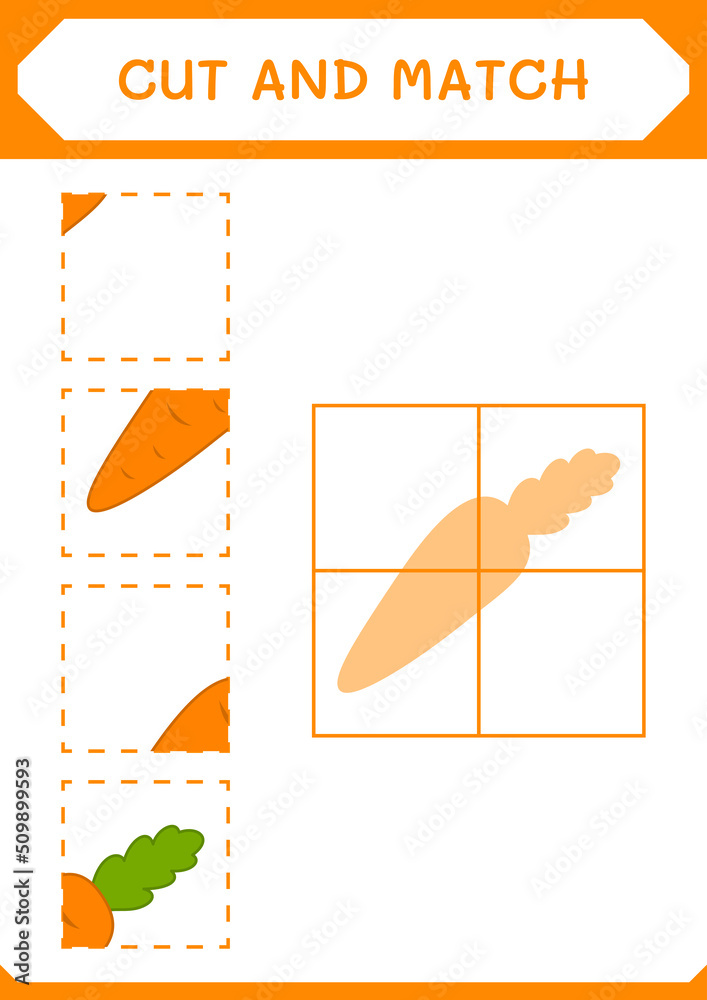 Cut and match parts of Carrot, game for children. Vector illustration ...