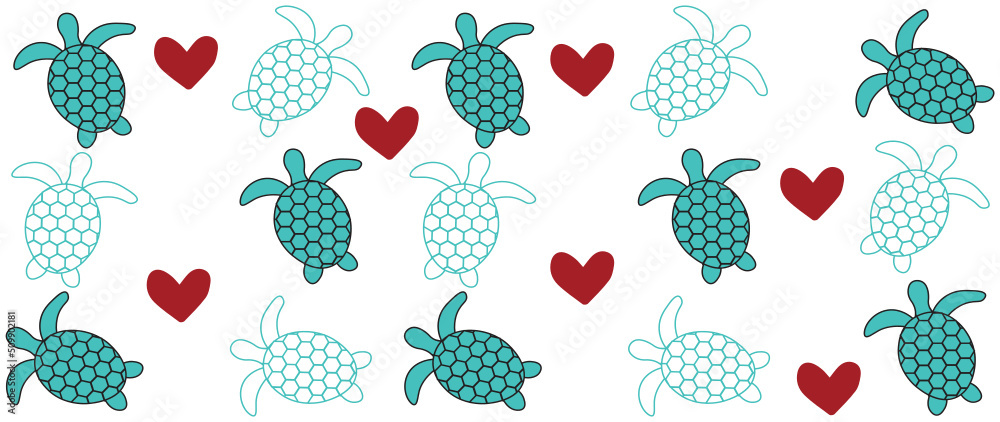 Turtle hearts can glass wrap svg, Can Glass Svg, 16oz Libbey Wrap Svg ...