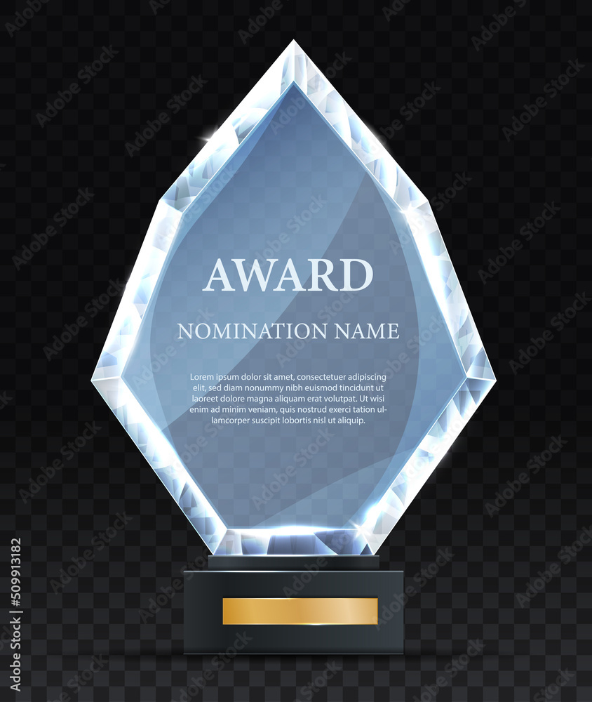 Realistic Award glass. Trophy or metal goblet on golden pedestal. Prize ...