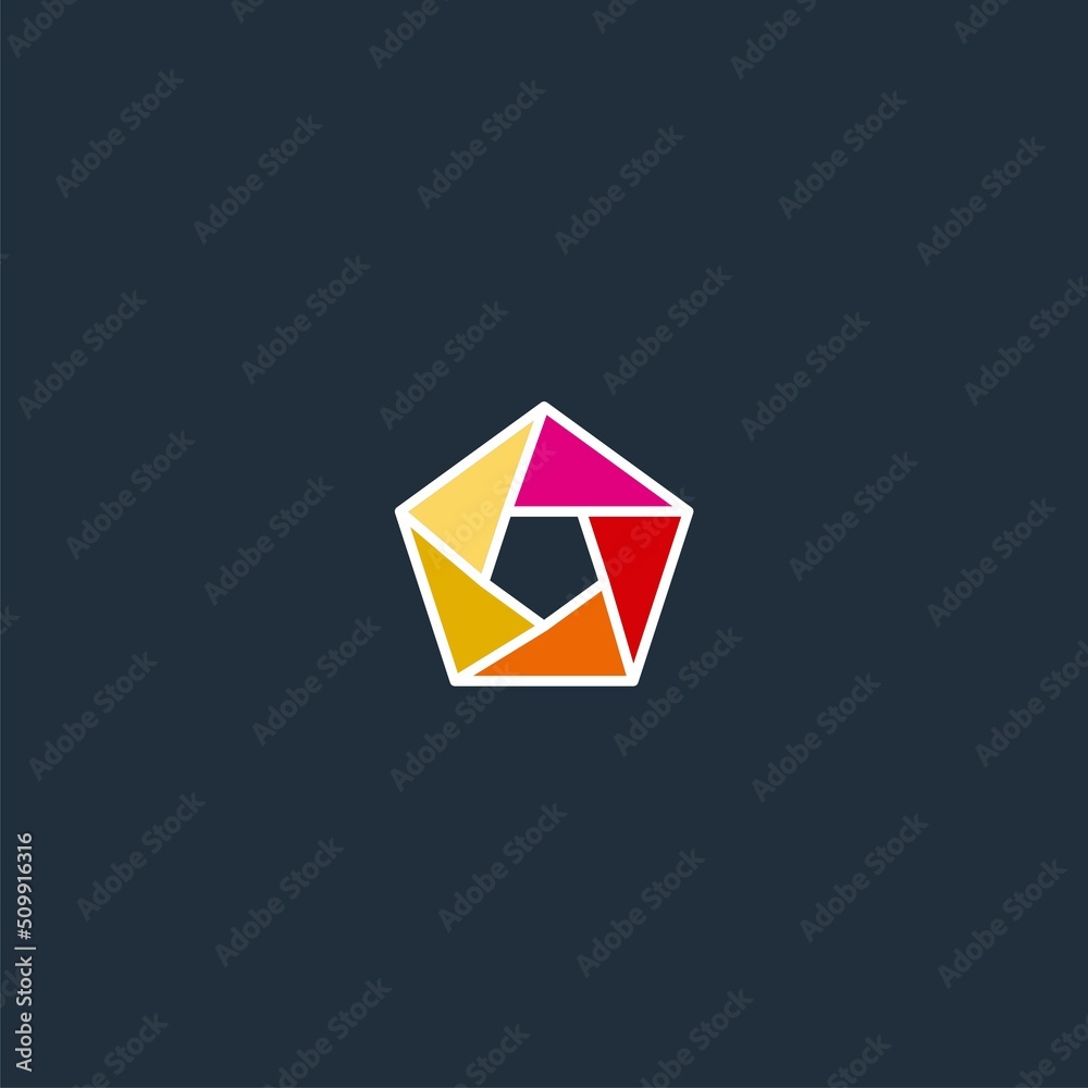 pentagon design logo color full Stock Vector | Adobe Stock