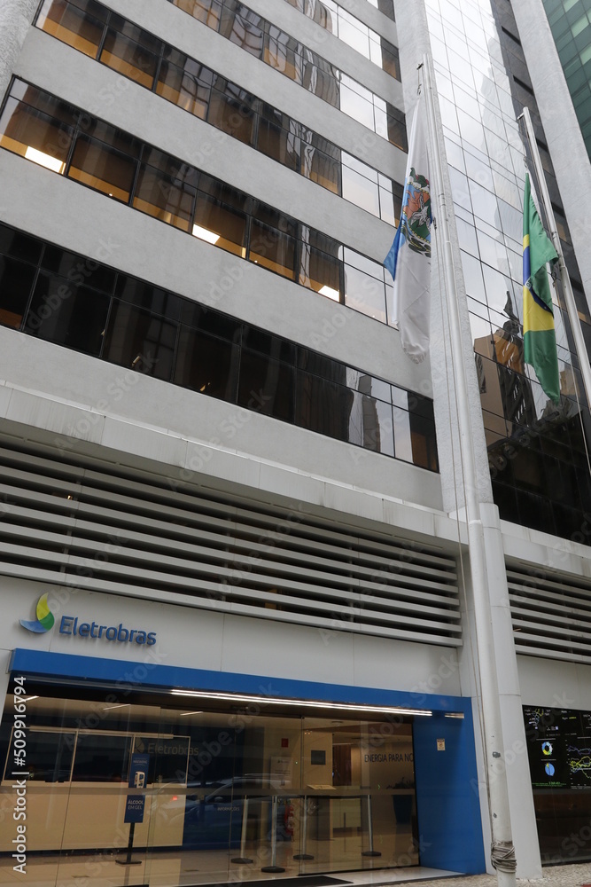 Eletrobras company logo. Brazilian electric utilities company building ...