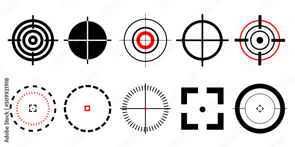 target icon. Set of different targets. Military texture. Vector ...