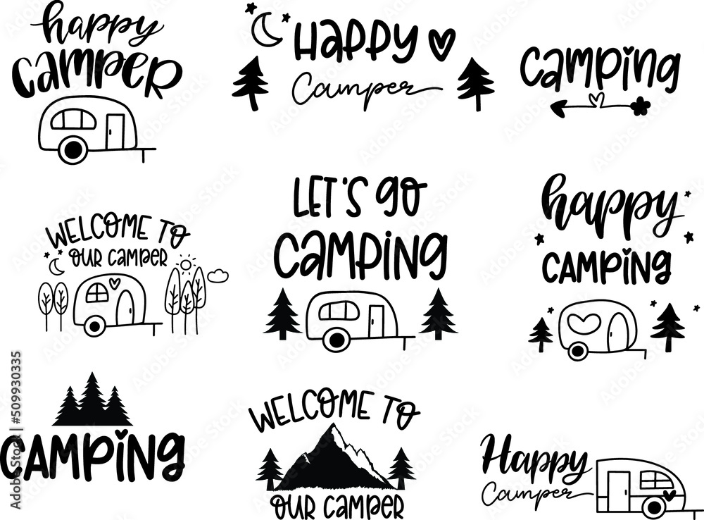 Set camping sign,logo Set of adventure symbols for travel.vector ...