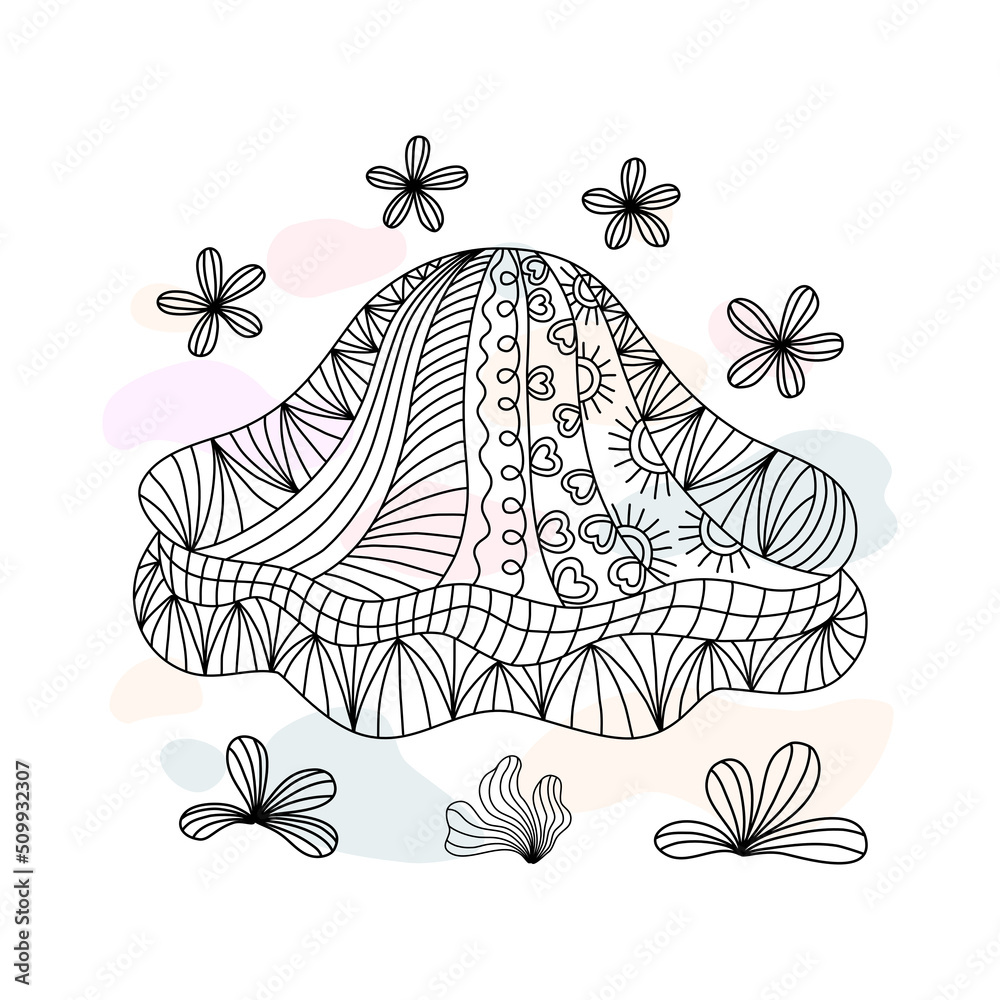Shell pattern collection vector Designed in doodle style on a pastel ...