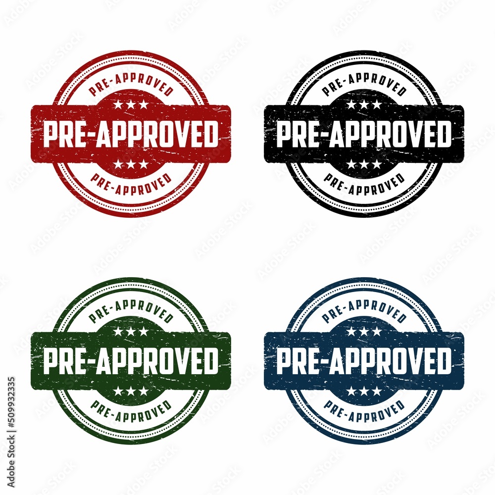 Pre-approved grunge rubber stamp on white background, vector ...