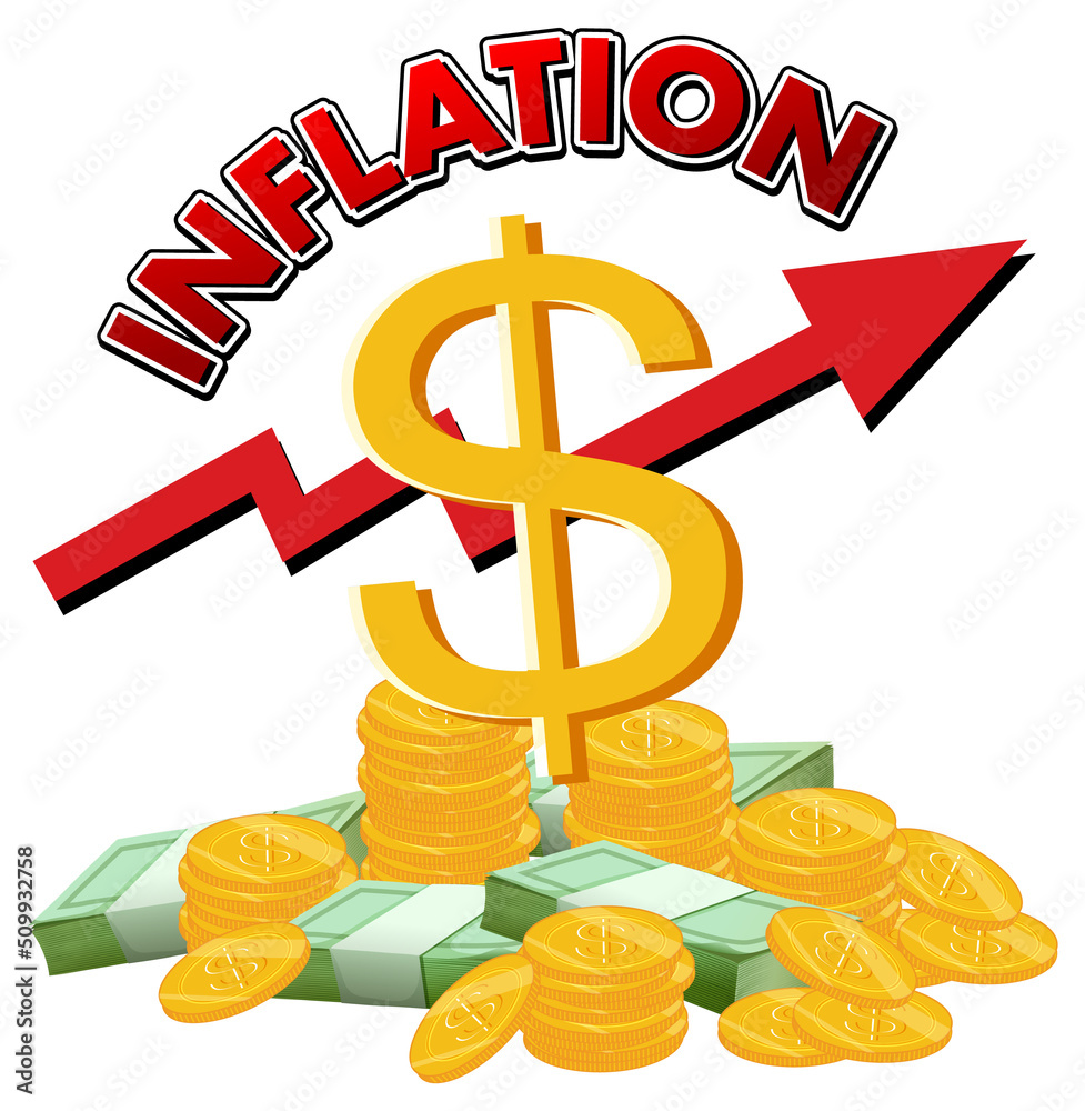 Inflation logo with pile of money Stock Vector | Adobe Stock