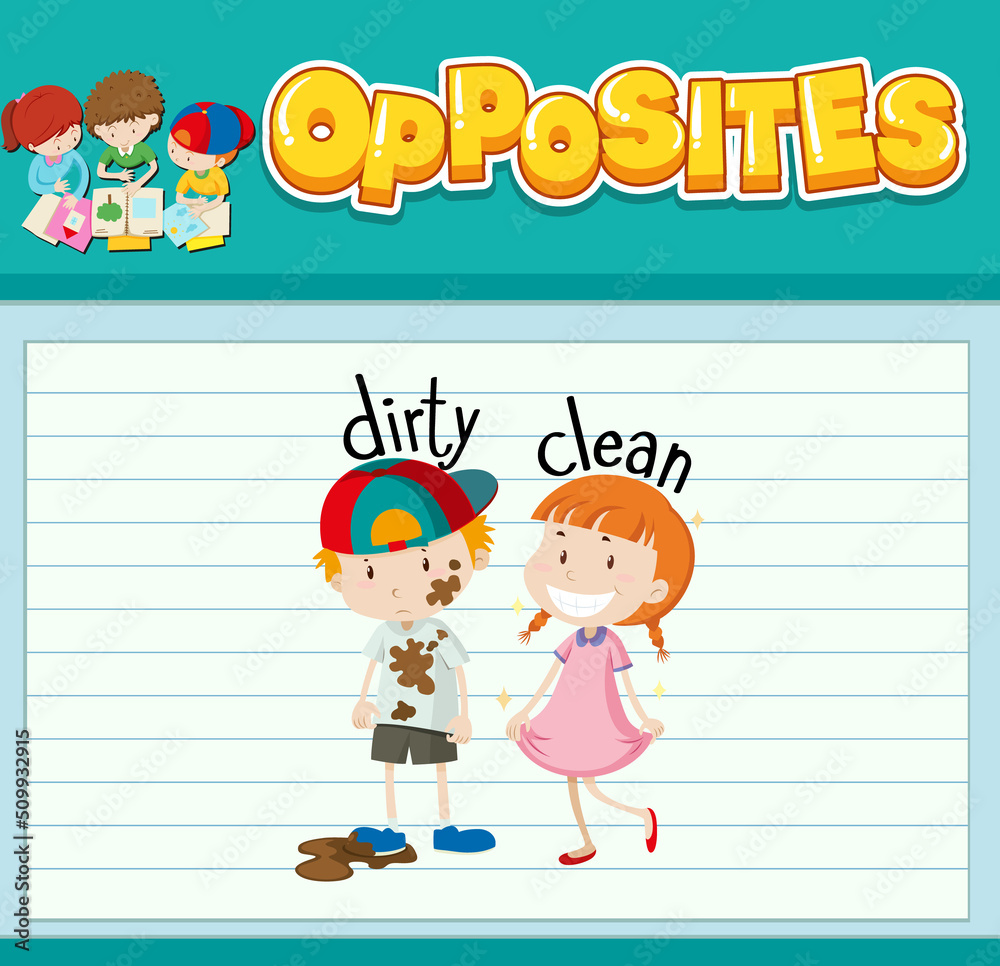 Opposite words with pictures for kids Stock Vector | Adobe Stock
