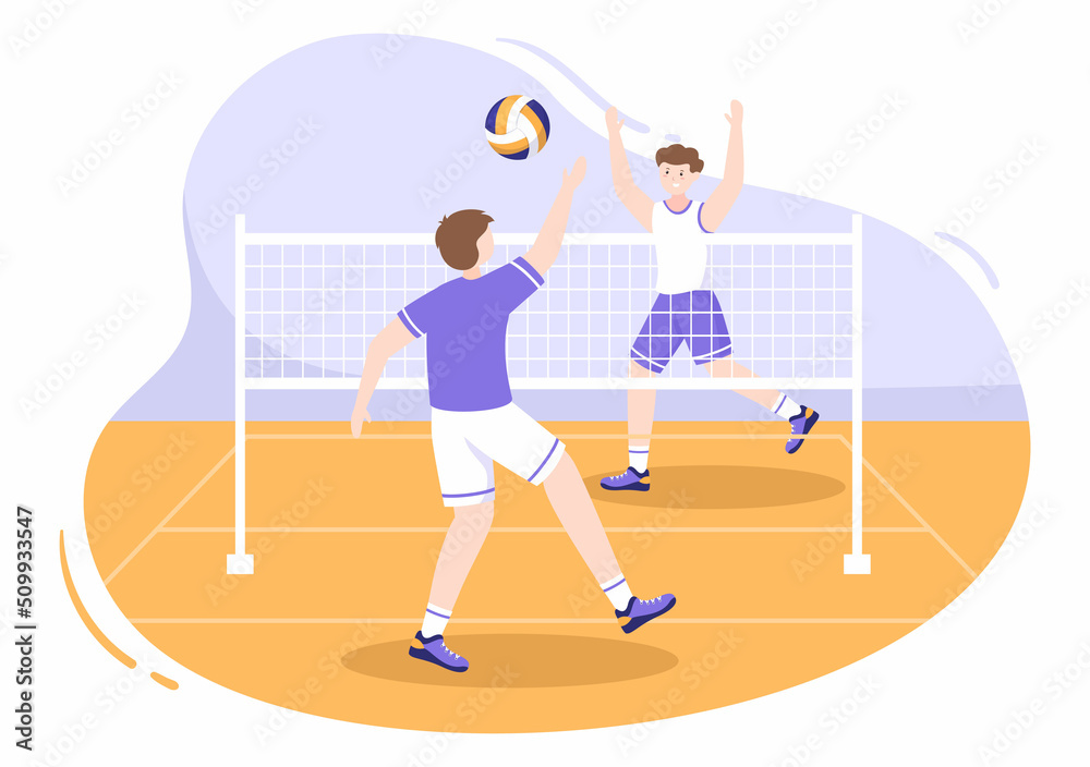 Volleyball Player on the Attack for Sport Competition Series Indoor in ...