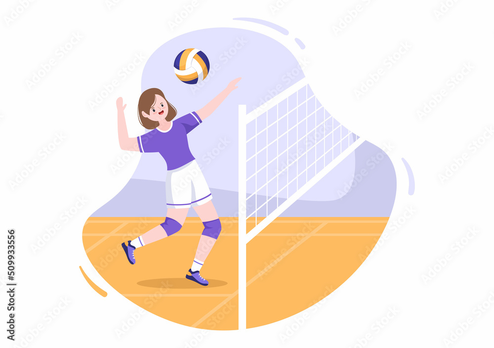 Volleyball Player on the Attack for Sport Competition Series Indoor in ...