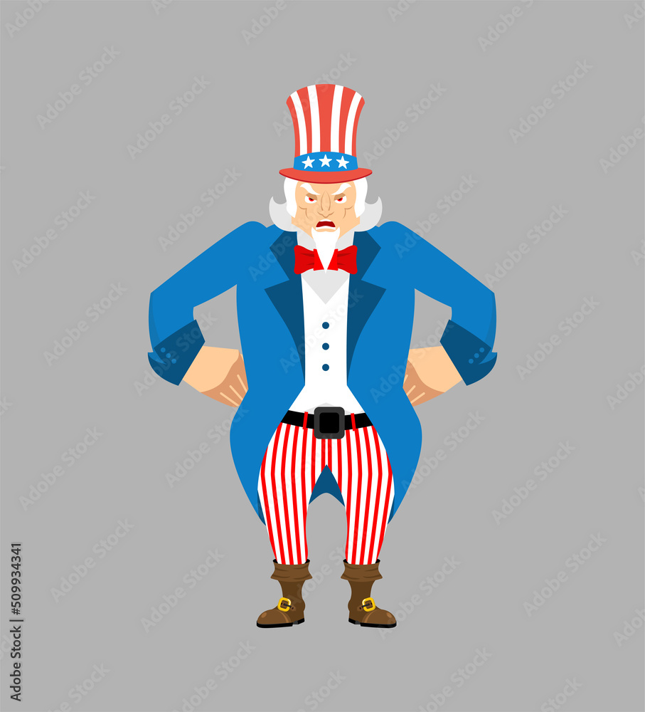 Uncle Sam angry. Man evil emotions avatar. Uncle Sam aggressive Stock ...