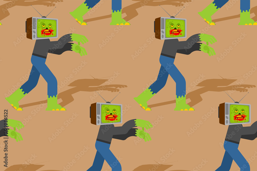 Zombie TV pattern seamless. Zombi televisor background. brainwashing ...
