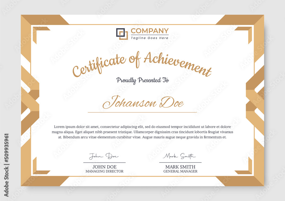 Professional & Modern Award Certificate Design Template Stock Vector ...