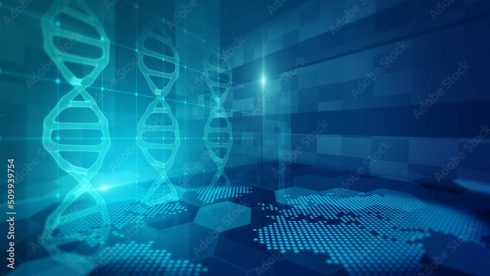3D dna, digital science, futuristic technology and modern medical ...