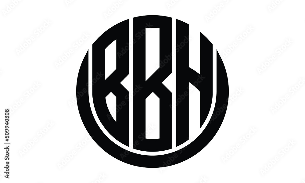 BBH shield in circle logo design vector template. lettermrk, wordmark ...