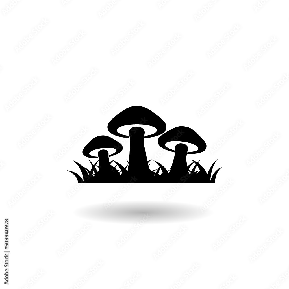 Mushroom farm logo with shadow Stock Vector | Adobe Stock