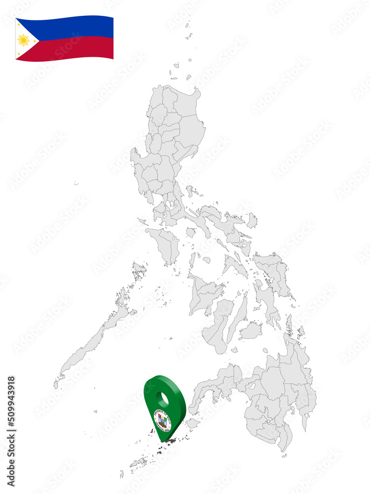 Location Province of Sulu on map Philippines. 3d location sign of Sulu ...