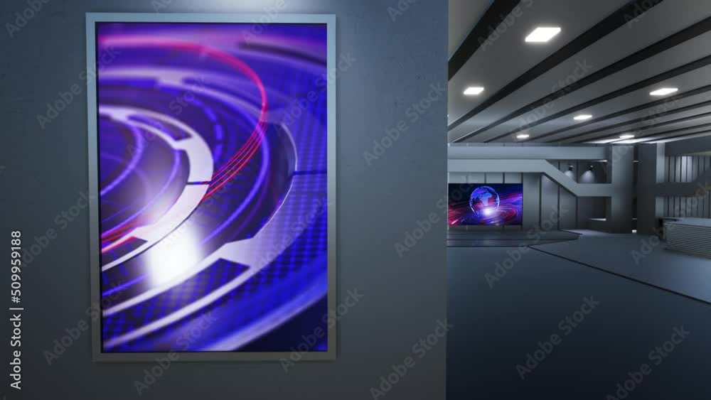 3D Virtual TV Studio News, Backdrop For TV Shows .TV On Wall.3D Virtual ...
