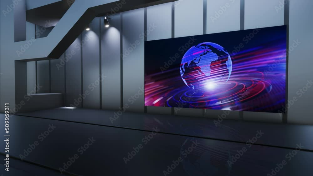 3D Virtual TV Studio News, Backdrop For TV Shows .TV On Wall.3D Virtual ...