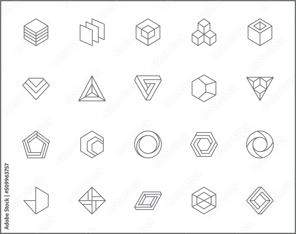 Simple Set of 3D Shapes Related Vector Line Icons. Contains such Icons ...